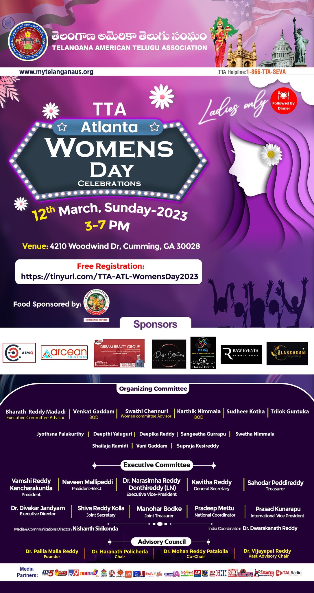 TTA Atlanta Chapter Women’s Day Celebrations on March 12th - NRI2NRI.Com