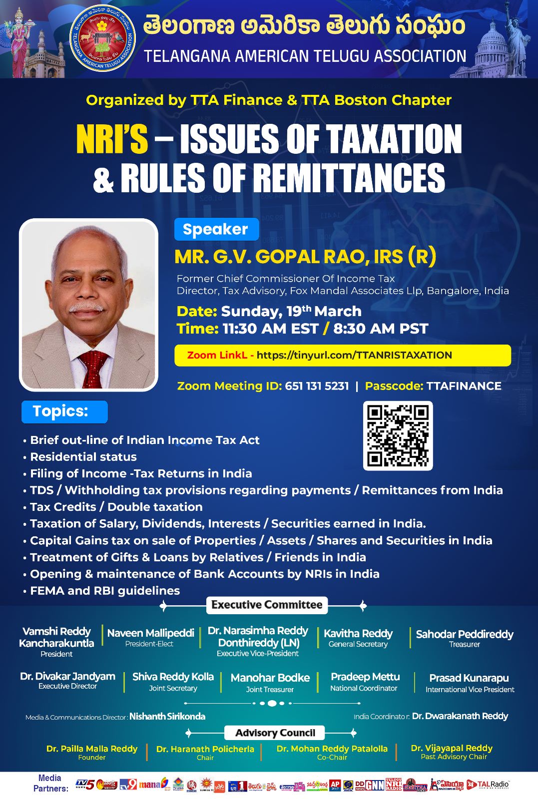 TTA financial webinar on NRI’s issues of taxation on March 19th ...