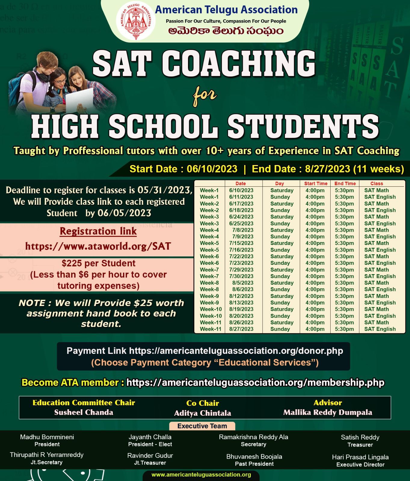ATA offers SAT coaching for high schoolers by professionals - NRI2NRI.Com