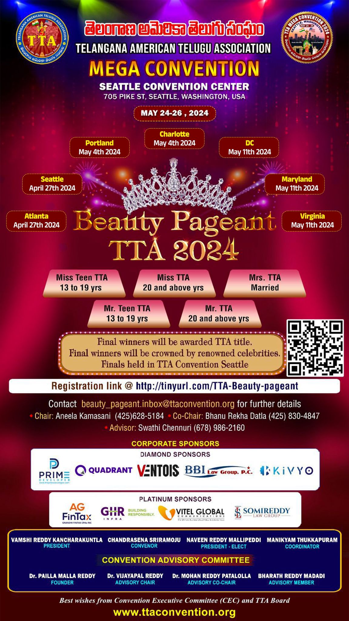 సౌందర్యంతోపాటు ప్రతిభను ప్రదర్శించే మగువులకు వేదికే TTA Beauty Pageant - NRI2NRI.Com