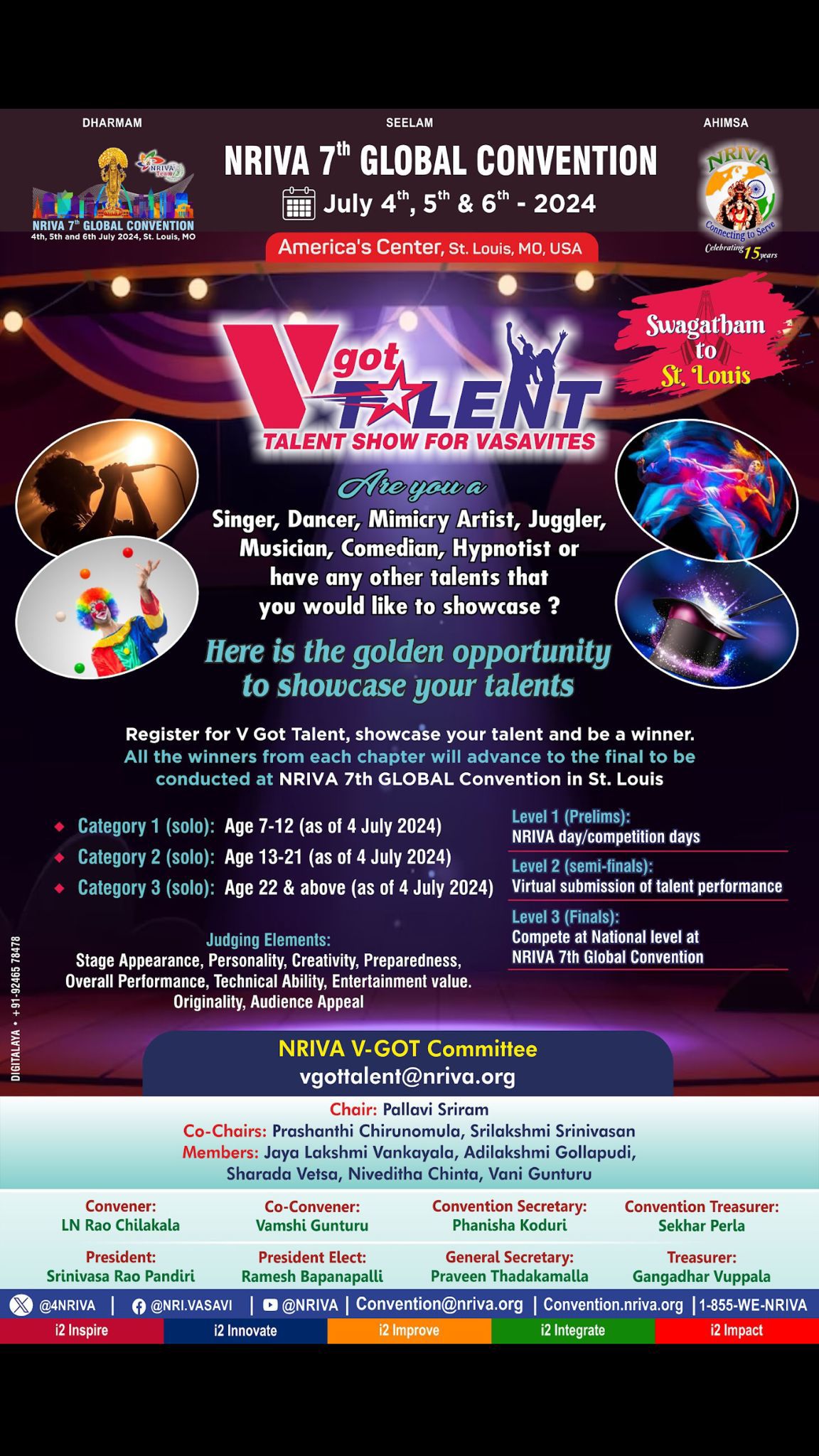 Ilaiyaraaja & Gurudev Ravi Shankar to grace NRIVA convention in St. Louis on July 4-6 - NRI2NRI.Com