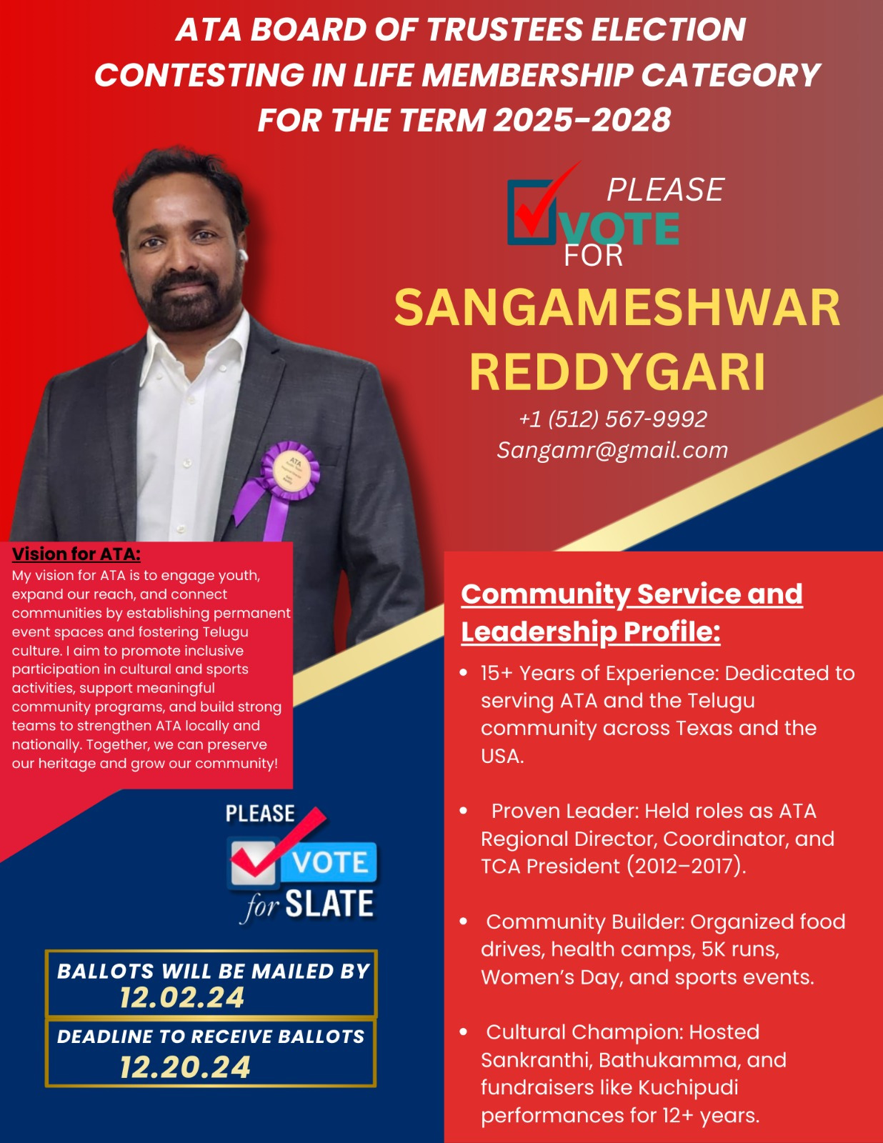 ఫాస్టెస్ట్ గ్రోయింగ్ సిటీ నుండి ATA ఎన్నికల్లో సంగమేశ్వర రెడ్డి ...