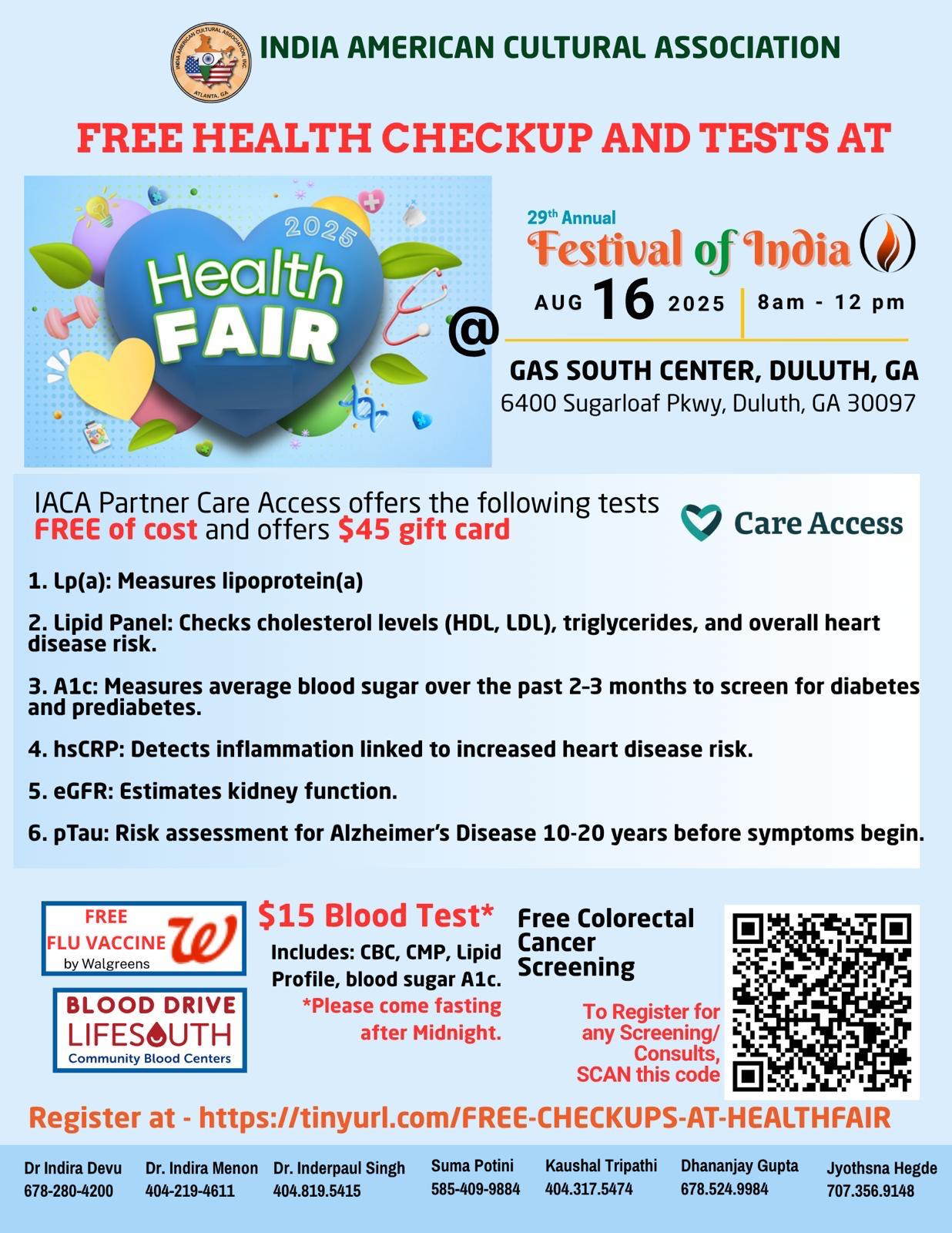 IACA Health Fair at Festival of India on August 16 @ Gas South ...