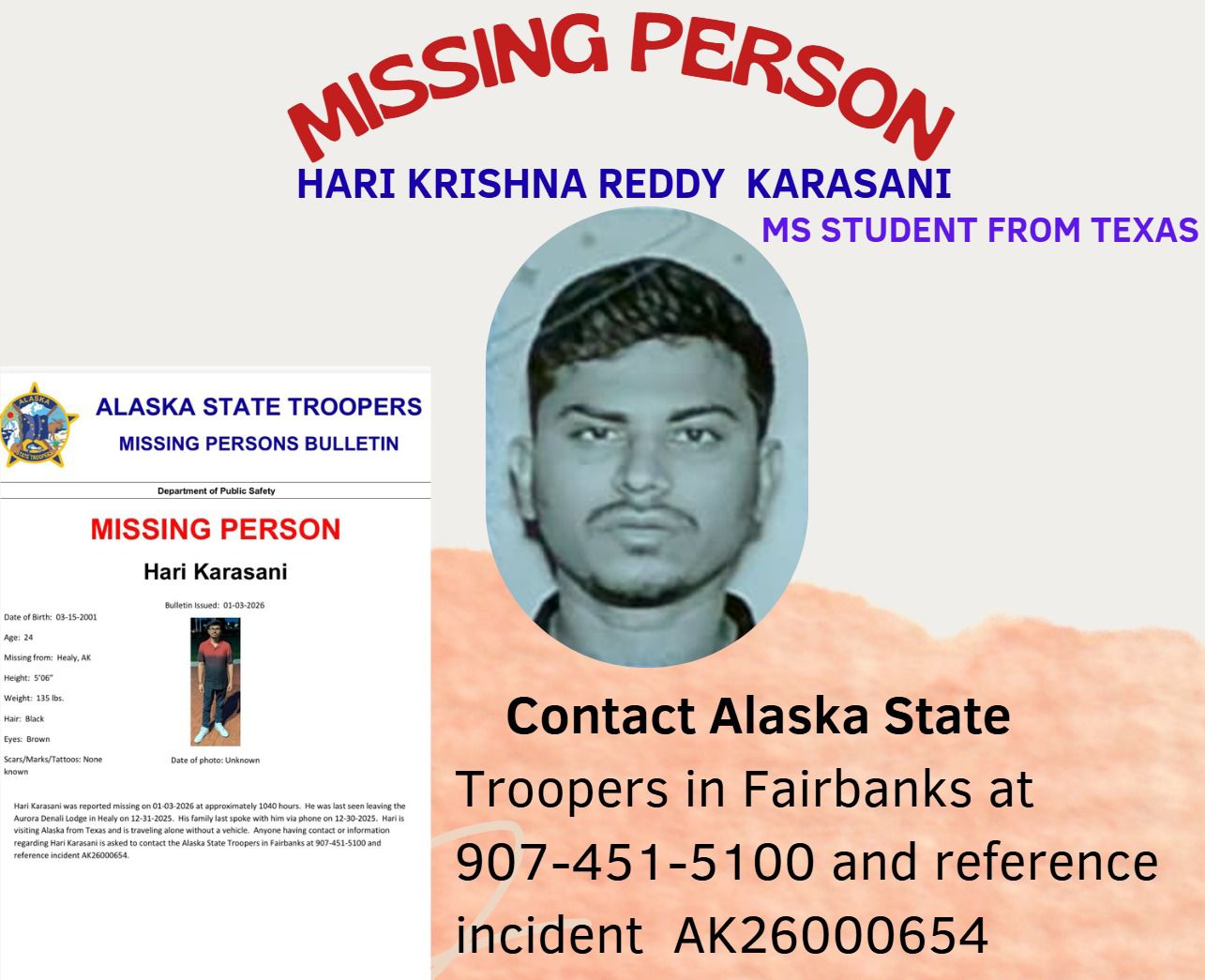 Houston నుంచి Alaska వెళ్లిన గుంటూరు విద్యార్థి హరికృష్ణారెడ్డి కరసాని ...